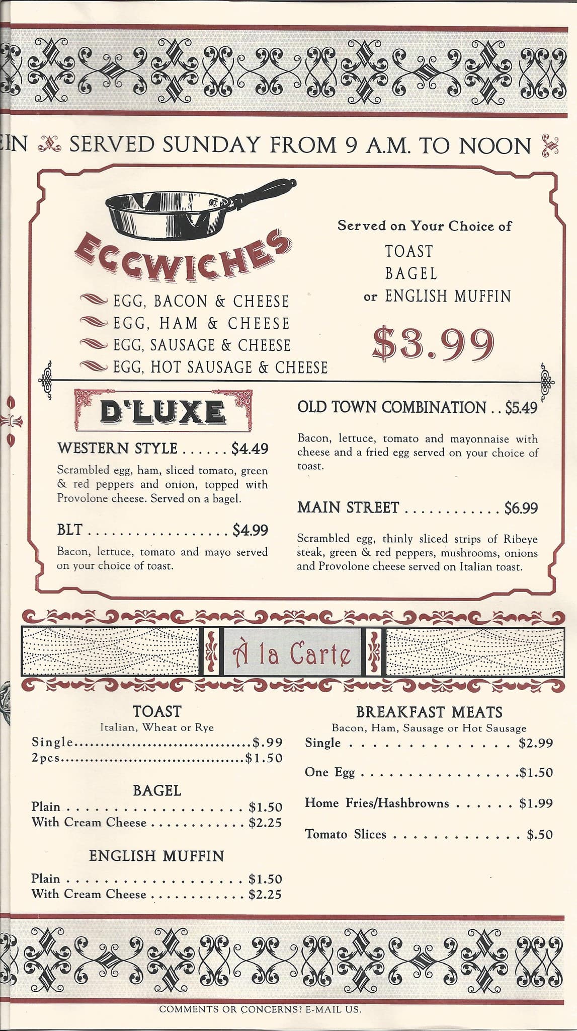 Menu at Uncle Pete's restaurant, Wheeling, 753 Main St