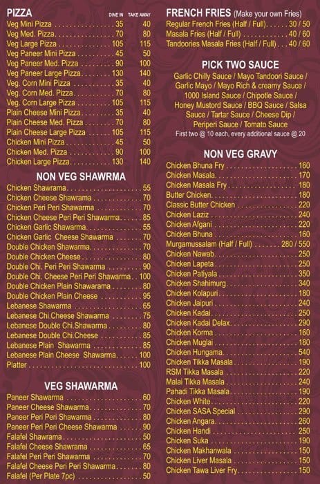 SASA Chillout Menu, Menu for SASA Chillout, Nerul, Navi Mumbai - Zomato