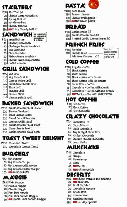 Crazy Cheesy Menu, Menu for Crazy Cheesy, Balewadi, Pune - Zomato