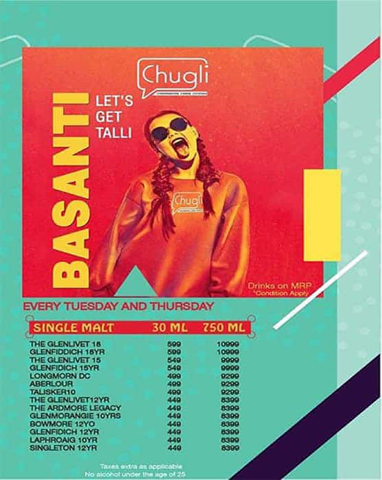 Menu at Chugli, Panchkula