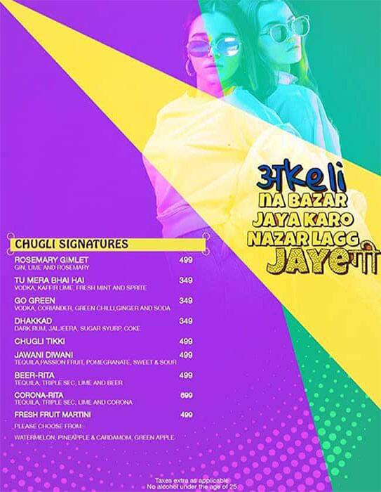 Menu at Chugli, Panchkula