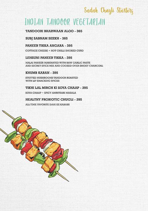 Menu at Chugli, Panchkula