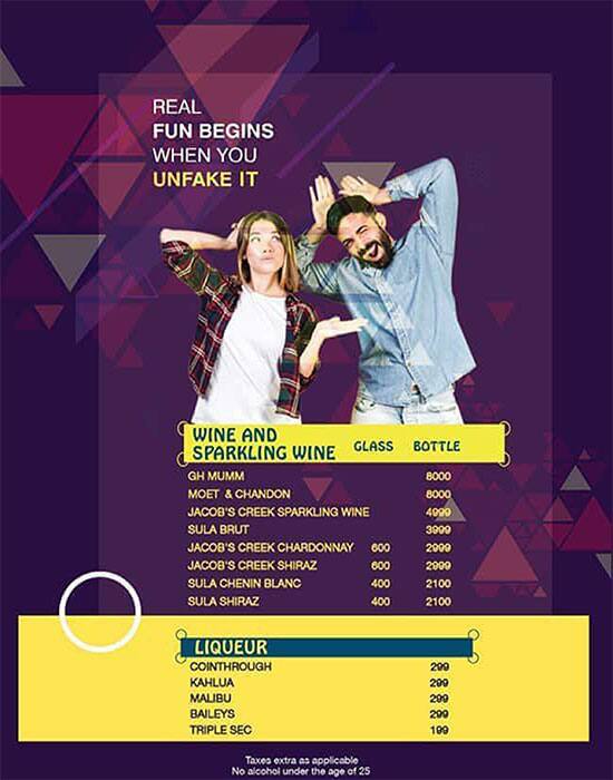 Menu at Chugli, Panchkula