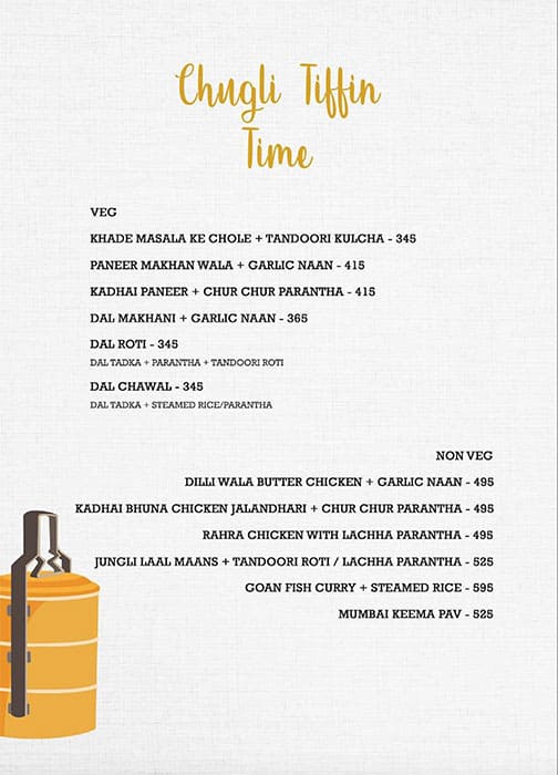 Menu at Chugli, Panchkula