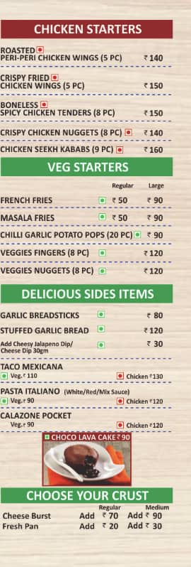 Menu at Dominick Pizza, Neemrana