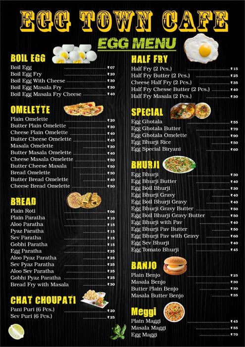Menu at THE EGG TOWN CAFE, Indore