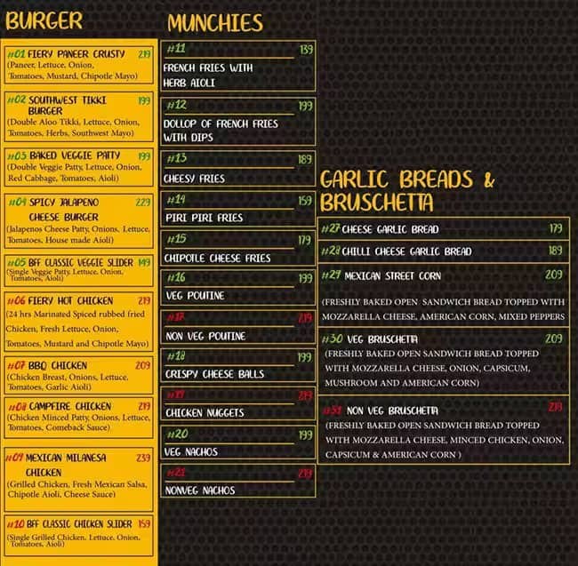 Menu of Bruciato Food Factory, Ghodbunder Road, Thane