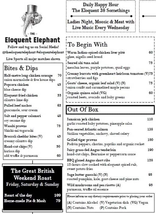 The Eloquent Elephant - Taj Dubai Menu - Zomato