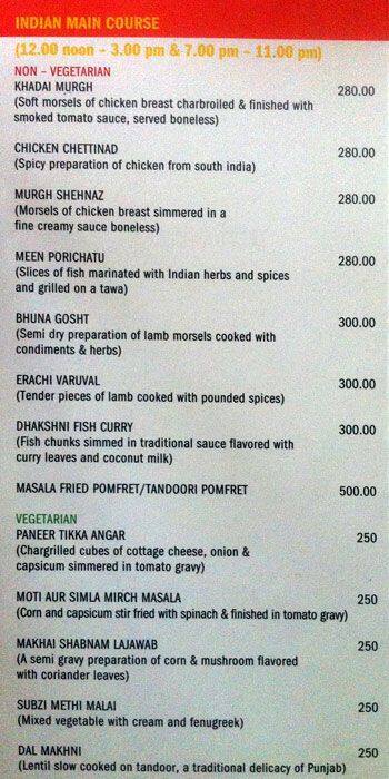 Menu at 70 Brigade, Bengaluru