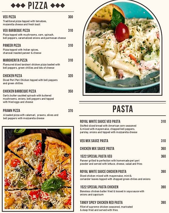 Menu at 1522, Bengaluru, Raja Building