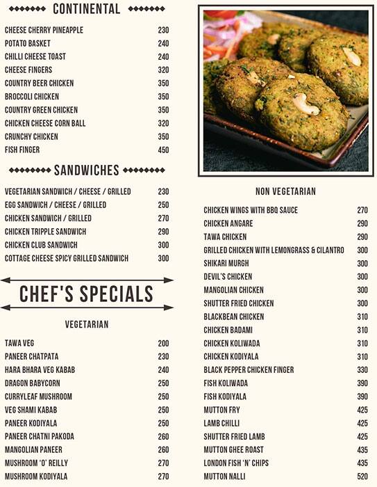 Menu at 1522, Bengaluru, Raja Building