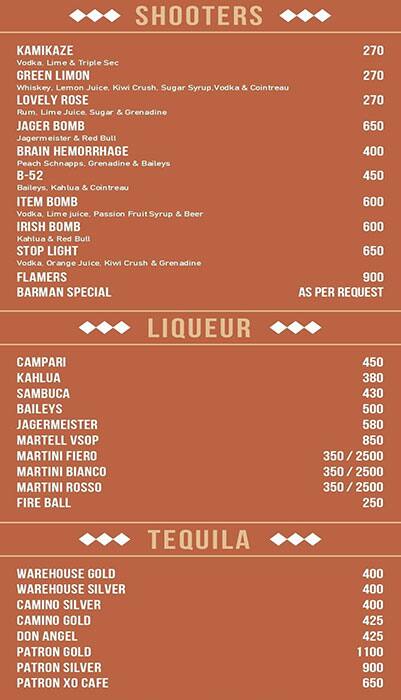 Menu at 1522, Bengaluru, Raja Building