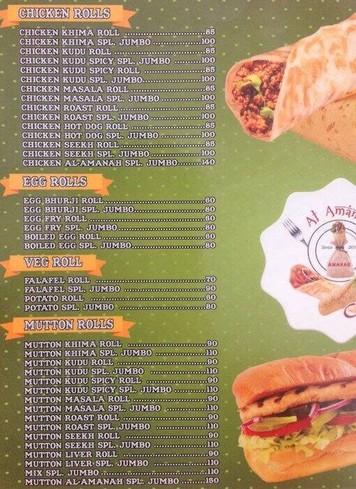 Al Amanah Cafe Menu, Menu for Al Amanah Cafe, Kammanahalli, Bangalore ...