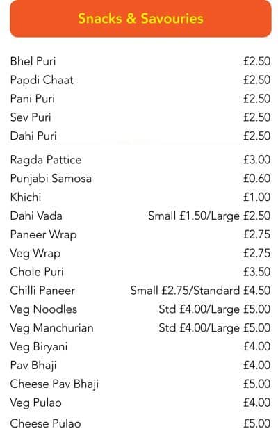 Menu at Natraj Sweets & Savouries desserts, London, 465 Alexandra Ave