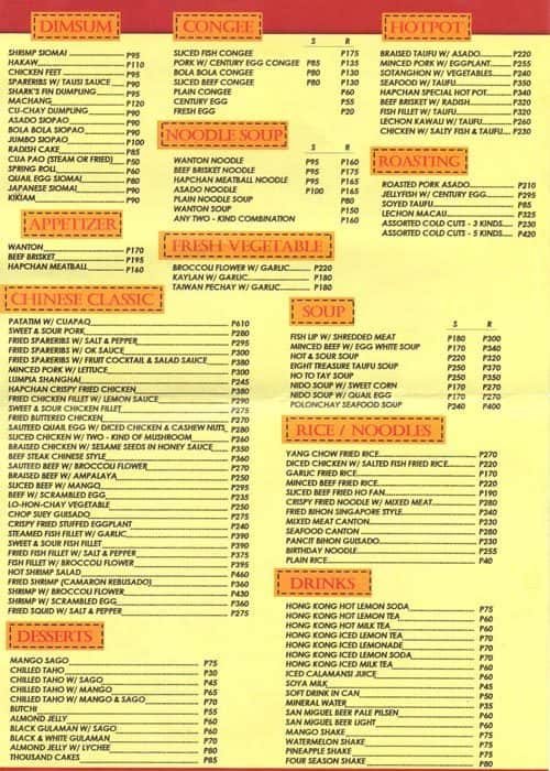 Hap Chan Menu, Menu for Hap Chan, Fairview, Quezon City - Zomato ...