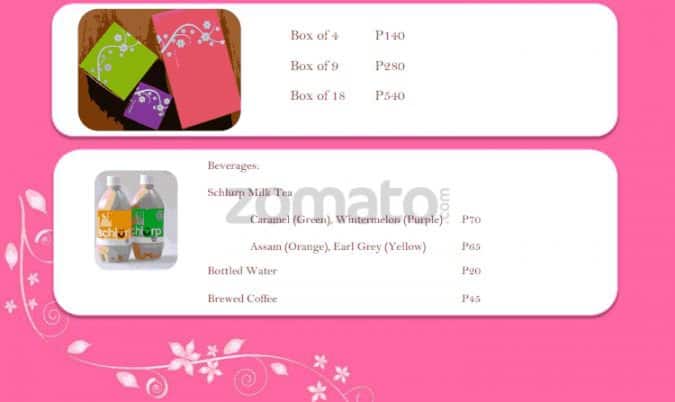 Menu at Pink Wasabi desserts, Makati