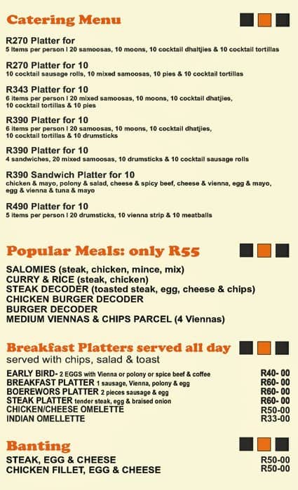 Menu at Mariam's Kitchen St Georges Mall restaurant, Cape Town, 101 St ...