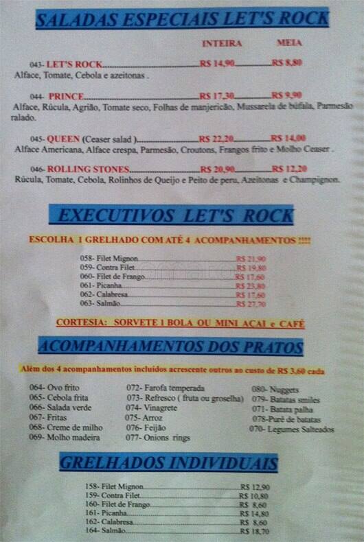 Menu em Let's Rock Burger, São Paulo