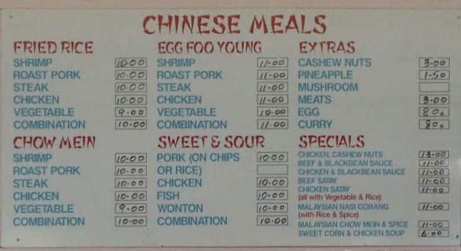 Menu at Golden Chips takeaways restaurant, Masterton