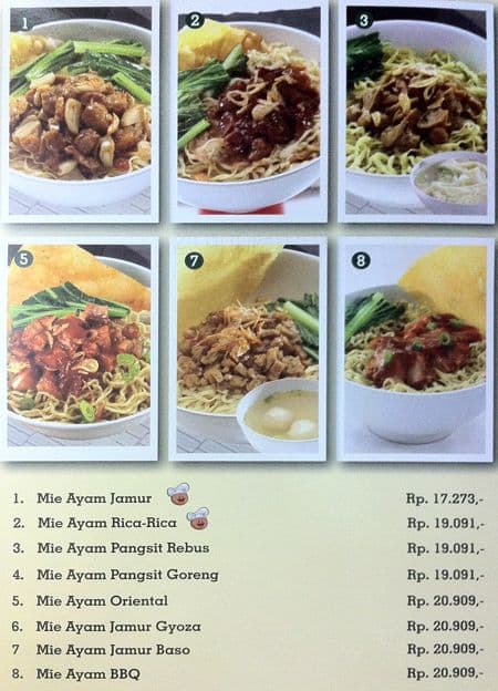 Menu at Mister Bakso restaurant, Bekasi Regency, Bekasi Junction