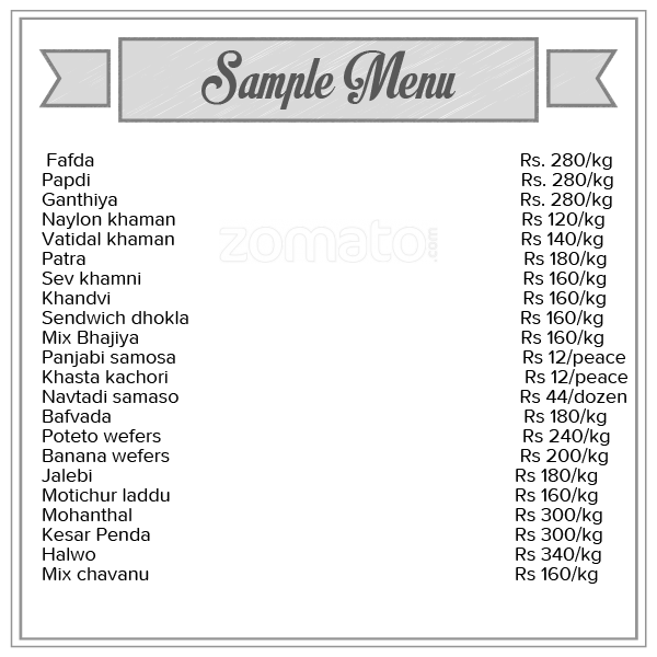 Vadigam Farsan House Menu, Menu for Vadigam Farsan House, Sola ...