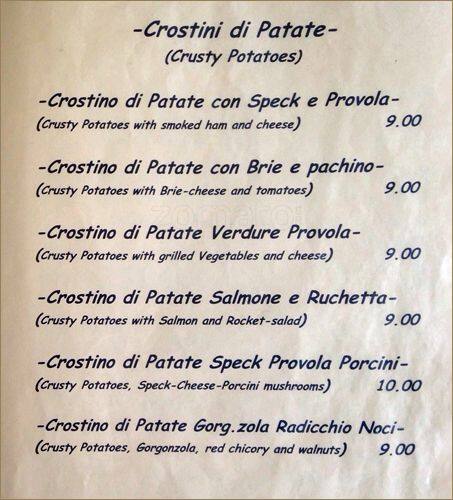 Menu at Mimì e Cocò pub & bar, Rome, Via del Governo Vecchio