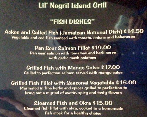 Menu at Lil' Negril Island Grill restaurant, Ottawa