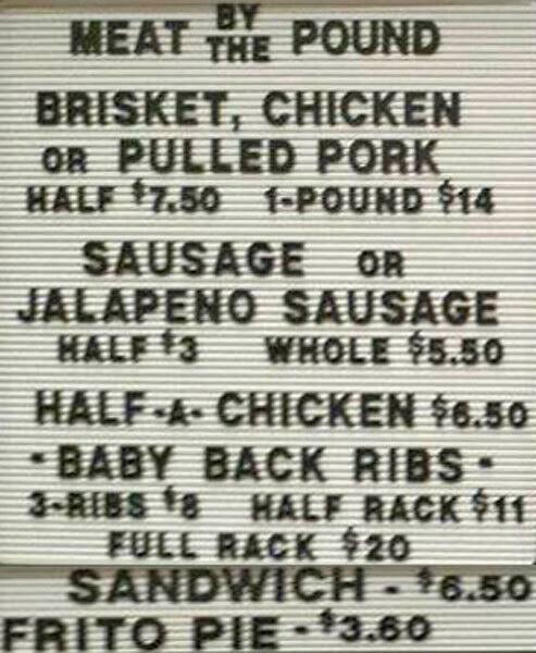 Menu at Stack House BBQ, Rio Rancho
