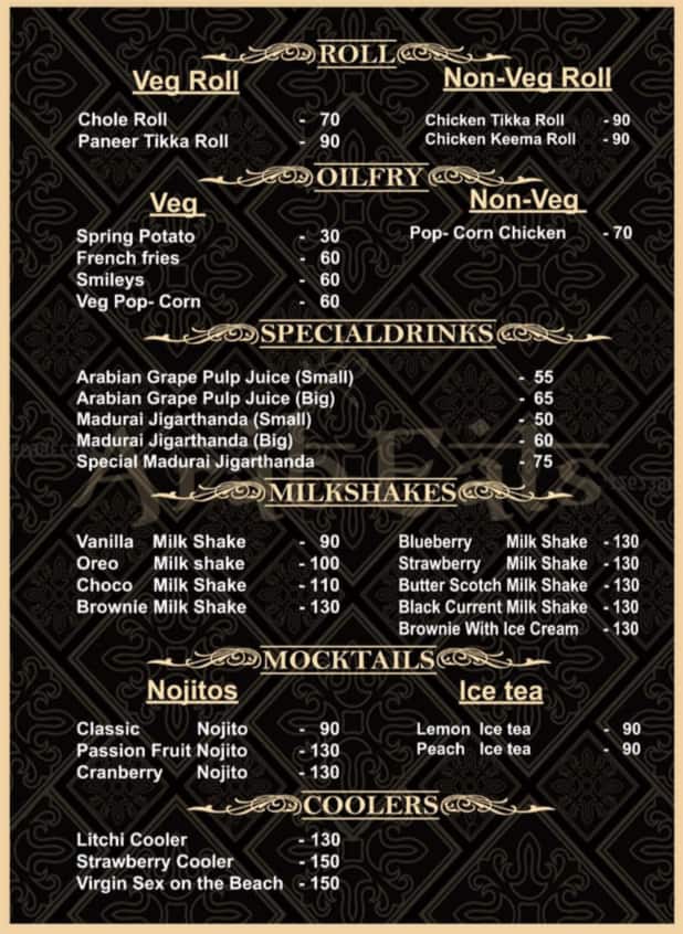 Menu of Arab Eats, Gandhi Nagar, Vellore