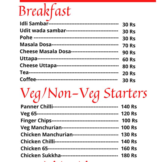 Menu of RK Restaurant Veg & Non Veg, Dhankawadi, Pune