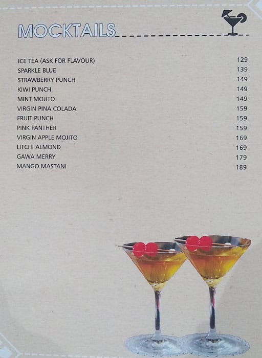 Menu at Hotel S4G, Pune
