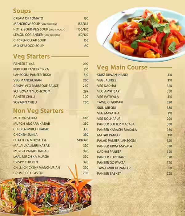 Menu at Hotel S4G, Pune