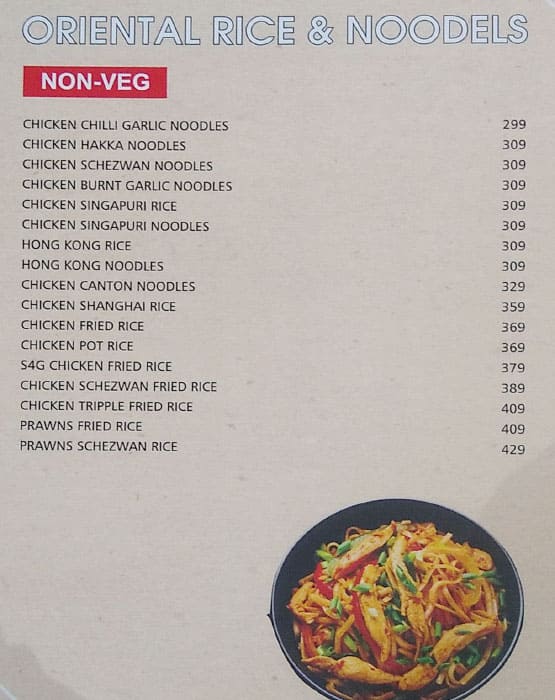 Menu at Hotel S4G, Pune