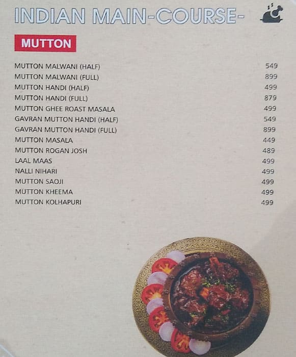 Menu at Hotel S4G, Pune