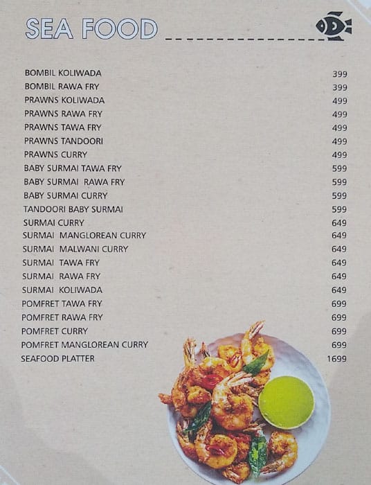 Menu at Hotel S4G, Pune