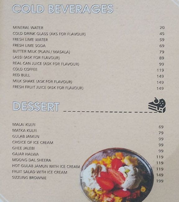 Menu at Hotel S4G, Pune
