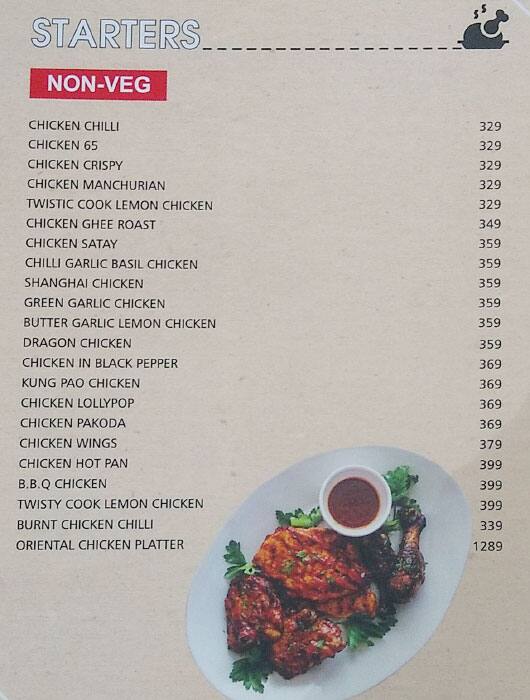 Menu at Hotel S4G, Pune