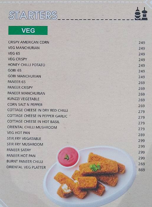 Menu at Hotel S4G, Pune