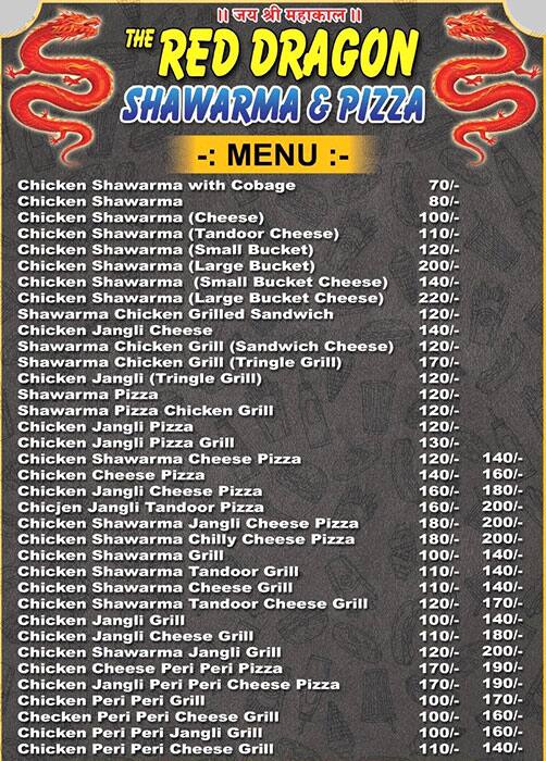 Menu of The Red Dragon Shawarma & Pizza, Ulhasnagar, Thane