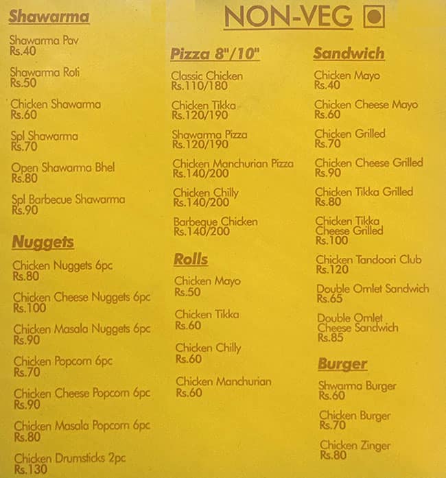 Menu of Purnabramha Mejwani, Kalwa, Thane