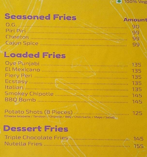 Menu of Fries Box, Sarjapur Road, Bangalore