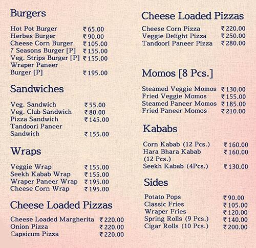 Menu of Cafe Wraper, Punjabi Bagh, New Delhi