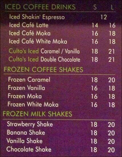 Menu at Culto Cafe, Dubai, Al Marsa Street