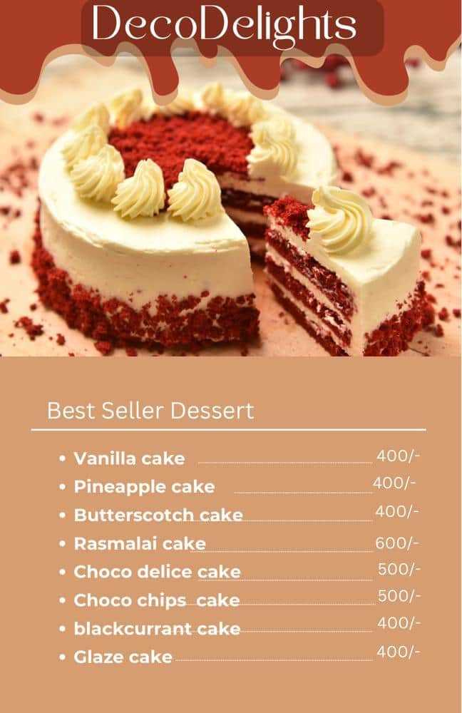 Menu of Deco Delights, Nigdi, Pune