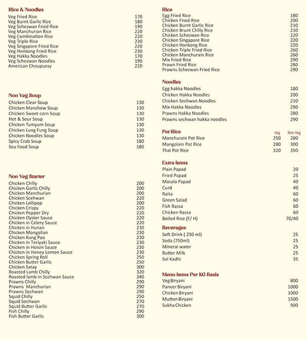 Menu of Karavali Spices, Azad Nagar, Mumbai