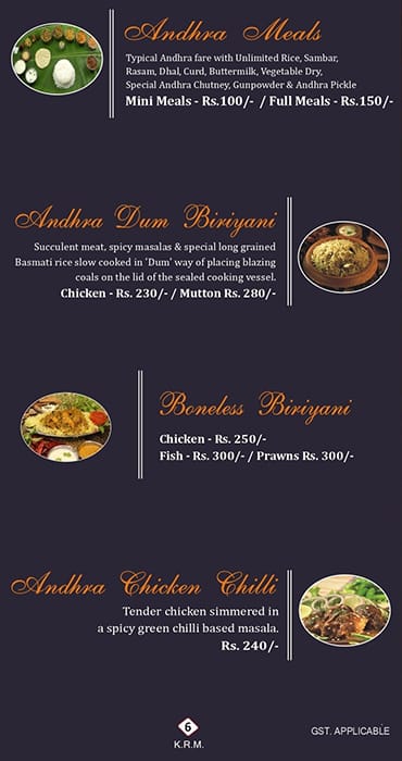 Menu at Nandhini Deluxe Andhra Restaurant, Bengaluru, 01