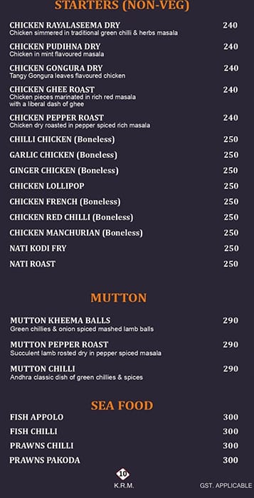 Menu at Nandhini Deluxe Andhra Restaurant, Bengaluru, 01