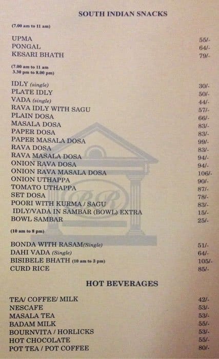 Palmgrove Menu, Menu for Palmgrove, Residency Road, Bangalore - Zomato