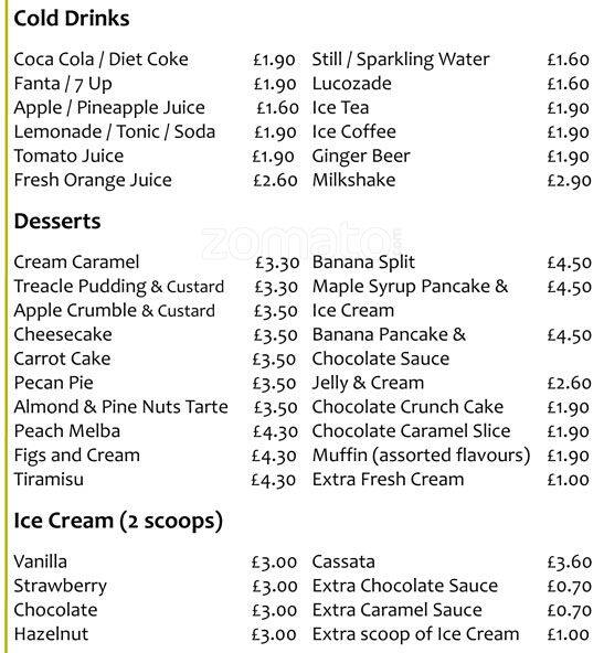 Menu at The Stockpot restaurant, London, 273 King's Rd