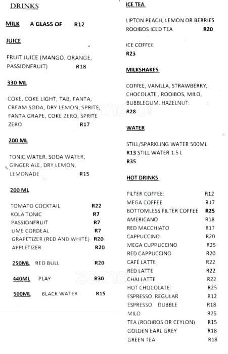 Menu at le feta vij eatery restaurant, Cape Town